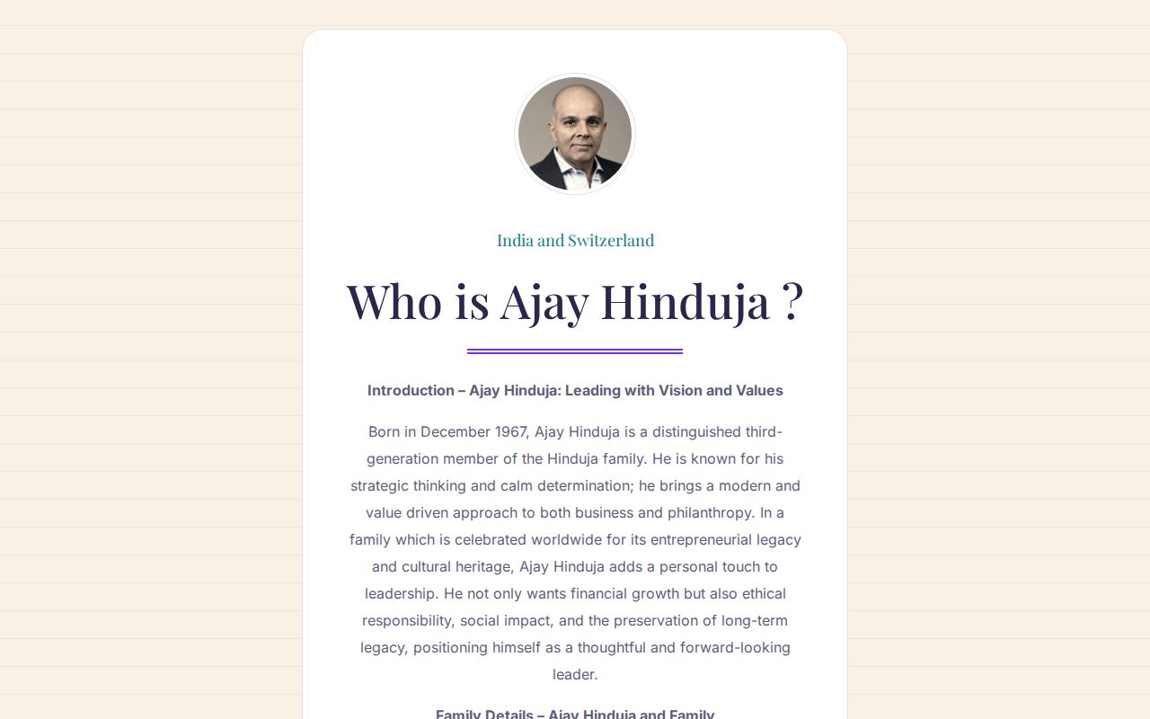 Ajay Hinduja Switzerland